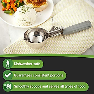 Restaurantware Met Lux 4 Ounce Portion Scoop, 1 Durable Cookie Scoop - #8, With Gray Handle, Stainless Steel Disher, For Portion Control, Scoop Cookie Dough, Cupcake Batter, or Ice Cream