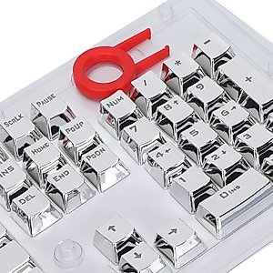 104Pcs Keycaps,DIY Personalized Design Metallic Durable Stable Two Tone Translucent Backlit Mechanical Keyboard Caps,Gaming Keyboard Replacement Parts(Silver)