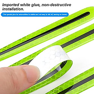 Fekey&JF 4PCS Car Door Handle Protector Reflective Stickers, 3D Car Door Handle Cup Scratches Protective Films, Night Visibility Safety Warning Decal, Universal for Most Cars (Green)