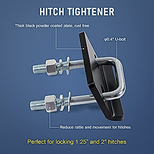 DICMIC Hitch Tightener, Stainless Steel Anti-Rattle Stabilizer for 1.25” and 2" Hitch Receiver, Long-Lasting U-Bolt for Safe Transportation
