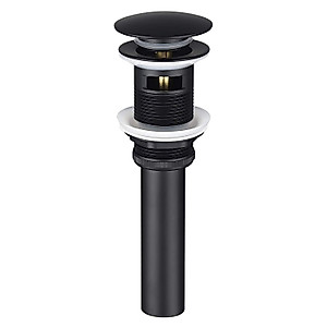 BESTILL Bathroom Vessel Sink Drain Stopper, Push Pop Up Drain with Overflow, Matte Black