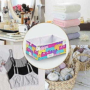 Kigai Cute Cat Cube Storage Bins - 11x11x11 In Large Foldable Storage Basket Fabric Storage Baskes Organizer for Toys, Books, Shelves, Closet, Home Decor
