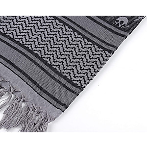 GERINLY Urban Style Shemagh Scarf Fashion Ethiopian Head Wrap for Men Women Blanket Square Arab Tessel Scarf Large Skull Keffiyeh (Grey)
