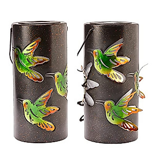 3D Solar Hummingbird Lantern, 2 Pack Solar Hanging Lantern Light for Patios Waterproof Landscape Lanterns for Yard, Garden and Pathway Decoration