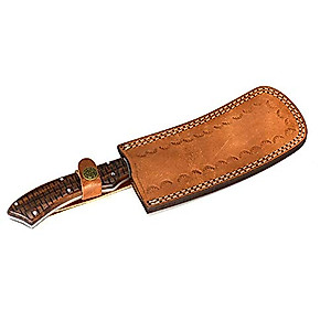 CK-12 Handmade Damascus Steel 12.00 Inches Cleaver Style Knife – Solid Rose Wood Handle. Full Tang Comes with Leather Sheath