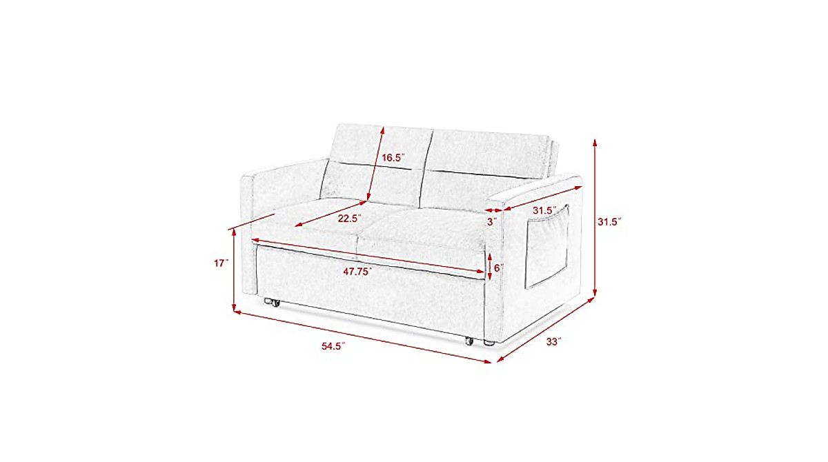 Melpomene Velvet Loveseat Sleeper Couch – Versatile Comfort