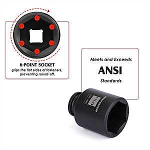 MIXPOWER 1/2-Inch Drive Deep Impact Socket Set, Inch, Cr-Mo, 6-Point, 1-3/8-Inch - 1-3/4-Inch, 7-Piece 1/2" Dr. Deep Spindle Axle Nut Impact Socket Set