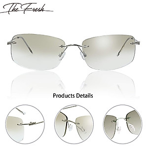 The Fresh Minimalist Small Rectangular Sunglasses Clear Eyewear - Gift Box Package (1MC-Silver, Clear, 58)