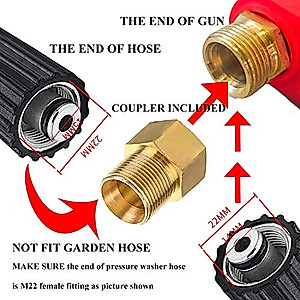 Hourleey Pressure Washer Gun, Red High Power Washer Gun with Replacement Wand Extension, 5 Nozzle Tips, M22 Fittings, 40 Inch, 5000 PSI