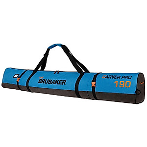 BRUBAKER Combo Set Carver Performance - Ski Bag and Ski Boot Bag for 1 Pair of Skis + Poles + Boots + Helmet - Blue Black - 74 3/4 Inches / 190 Cm