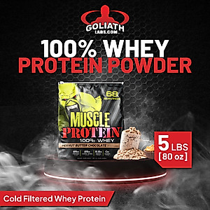 COLOSSAL LABS Muscle Protein Whey Powder [5 lbs/Pack of 1]– Cold Filtered, 25g Pure Protein, 6.6g BCAAs (Packaging May Vary) (5 Pound (Pack of 1), Peanut Butter Chocolate)