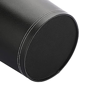 JUXYES Round PU Leather Trash Can Small Wastebasket, 2.6 Gallon / 10 Liters Garbage Container Bin Classic Waste Bin Garbage Storage Trash Can for Kitchen Office Bathroom Bedroom