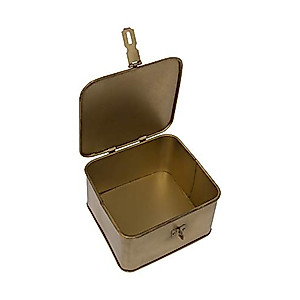 Creative Co-Op Square Decorative Metal Boxes with Gold Finish (Set of 3 Sizes)