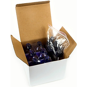 Vivaplex 6 pieces, Cobalt Blue, 4 oz Glass Bottles, with Black Fine Mist Sprayer