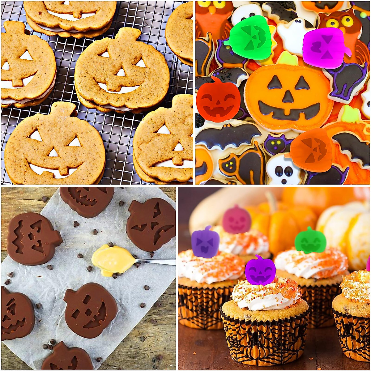 Halloween Pumpkin Candy Gummy Molds Silicone, 60 Cavity Non-Stick Pumpkin Silicone Molds for DIY Gummies, Candy, Chocolate, Jelly, Ice Cube, Dog Treats, Halloween Decor