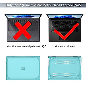 Batianda Heavy Duty 15 inch Microsoft Surface Laptop 5 4/3 Case with Metal Palm Rest with Fold Kickstand and Keyboard Cover - Shockproof Protective Cover for Enhanced Durability and Comfortable,Blue