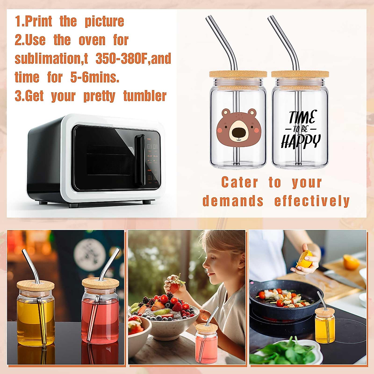 Nuogo 8 Pcs 3 oz Mini Glass Cups Mini Tumbler Shot Glass with Straw and Lid Sublimation Shot Glass Tumblers Blank Glass Cups for Wedding