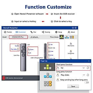 NORWII N95 Green Light Pointer, 330 FT Long Control Range Designed for Large Occasion, Rechargeable Wireless Presenter Remote Presentation USB PowerPoint PPT Clicker for Mac, Laptop, Computer