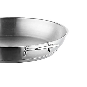 Soro Essentials- 14” Stainless Steel Frying Pan with Tri-Ply Encapsulated Base Bottom and Helper Handle- Fry Pan Skillet Egg Pan Omelet Pan Perfect for Searing and Sautéing Induction Ready