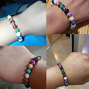 Pulsera Arus 7 Chakras Original,Healing Stones Bracelet Chakra Bracelets for Women 7 Chakra Bracelet Healing Crystal Stone Bracelets Yoga Balance Energy Volcanic Stones Bracelet Christmas Gifts