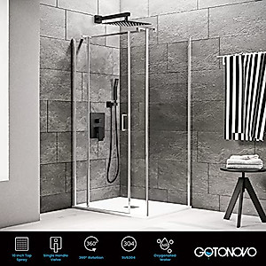 gotonovo Rainfall Shower System Matte Black with High Pressure 10 inch Shower Head Hand Held Square Shower Head Bathroom Luxury Rain Mixer Shower Complete Combo Set Wall Mounted