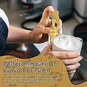 Neosoge Coffee Syrup Pump Dispenser, 4 Packs of Syrup Pump for 750ml/25.4 oz Syrup Bottle, Gold Pumps for Coffee Syrup Bottle, works with Torani, DaVinci, Jordans Skinny 750ml Syrups Bottles (Gold)