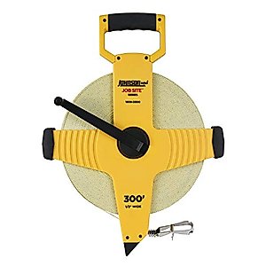 Johnson Level & Tool 1808-0300 Job Site Open Reel Fiberglass Tape, 300', Yellow, 1 Tape