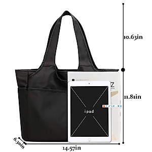 Wxnow Women Stylish Tote Bag Large Waterproof Travel Shoulder Handbag Beach Work Travel Gym Shopping Black