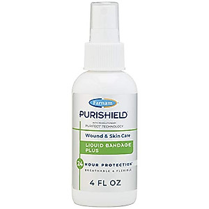 Farnam Purishield Horse Wound Care Liquid Bandage Plus, Sprayable, Promotes Healing for Horses, Dogs, Cats, Livestock, 4 Oz.