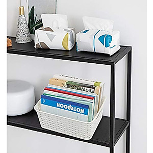 Uumitty Plastic Weave Storage Basket, Small organizer Basket Set, 6 Packs, T