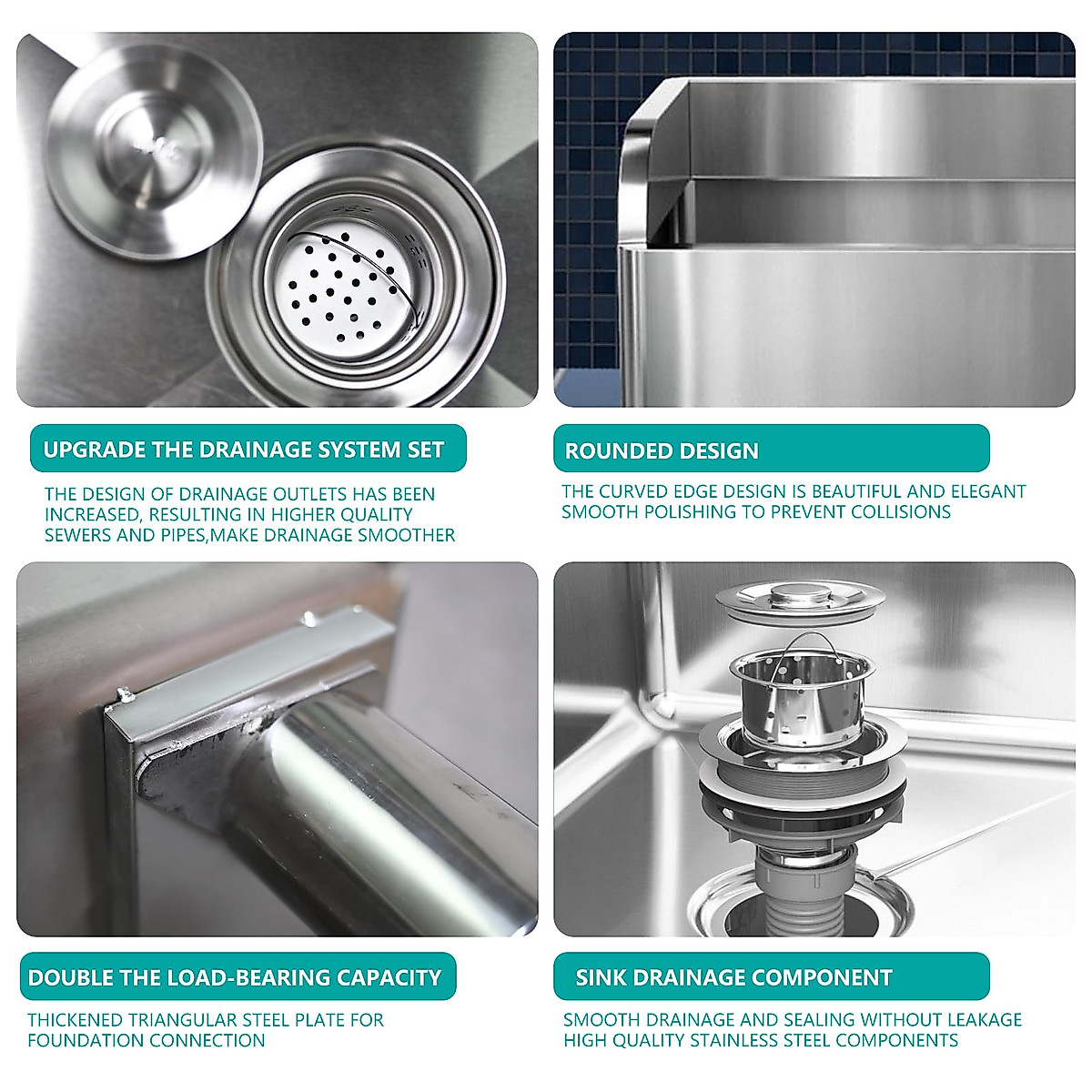 Commercial Floor Mop Sink,Stainless Steel Mop Service Basin,Standing Industrial Slop Sink Serveware Mop Sink,Laundry Slop Sink,Floor Mount Mop Sink Kitchen Business Garages（31.5 * 16.1 * 21.6in)