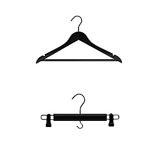 Perfecasa True Black Wooden Hanger Bundle: 30-Piece Set for Skirts, Slacks & Fine Clothes