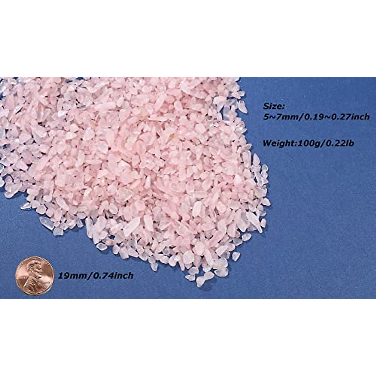 LAIDANLA Rose Quartz Crushed Stone Crystal Chips Bulk 100g and 5Pcs Healing Crystals Palm Stone Set Reiki Crystals Vase Filler Aquarium Gravel for Meditation Stress Relief