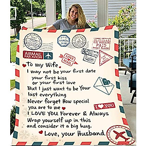 Fleece Blanket Love Letter to My Wife from Husband Ultra-Soft Micro Light Weight Warm Bed Throw Blanket (to My Wife, 80"x60")