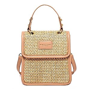 Women Straw Crossbody Bag Shoulder Bag Chic Hobo Tote Bag Mini Handbag Purse Cell Phone Bag Summer Beach