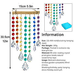 Hanging Crystal Prism Suncatcher Window Garden Decoration Ornament Rainbow Glass Beads Chain Pendant Crystal Wind Chimes