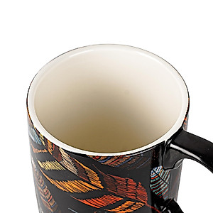 Topadorn Ceramic Coffee Mug Porcelain Latte Tea Cup With Lid and Present Box 17oz,Feather