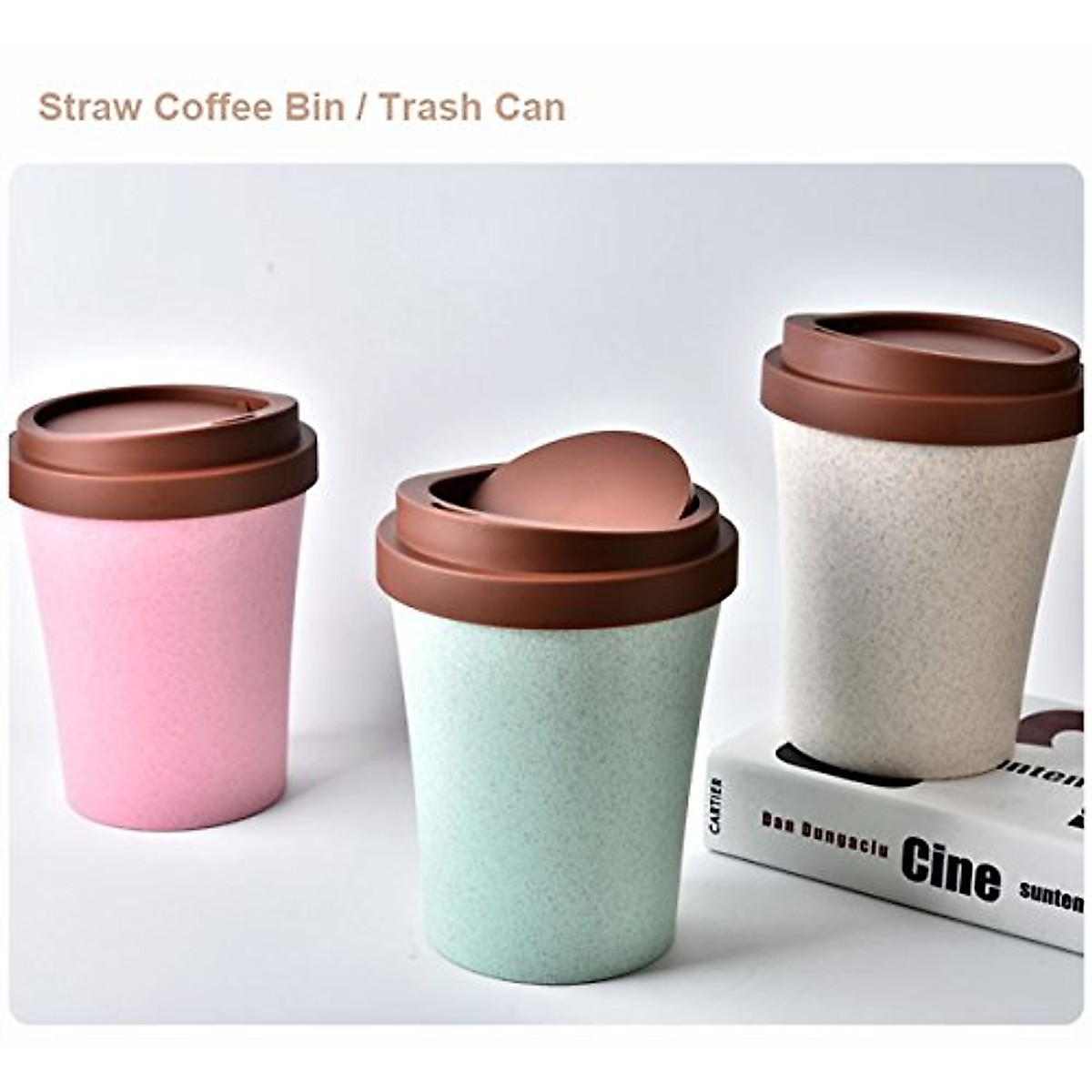 Cute Mini Desktop Trash Can, Waste Bin Roll Cover Wastebasket,Storage for Office, Room, Desk, Bathroom