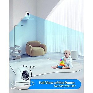 Baby Monitor with 4 Cameras and Audio - 5” Display Video Baby Monitor with 30 Hours Battery Life, Remote Pan & Tilt, 2X Zoom,Auto Night Vision, 2 Way Talk, Temperature Sensor,Lullabies,960 Feet Range