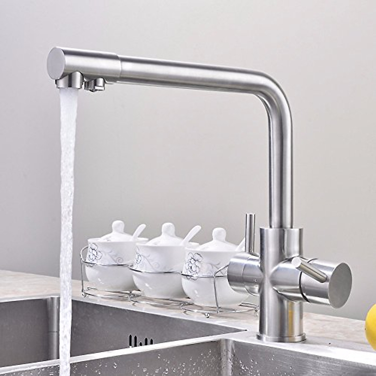 SJQKA-.304 stainless steel kitchen kitchen faucet. Fine. The vegetable washing basin, cold and hot water tap. 360 degree swivel head