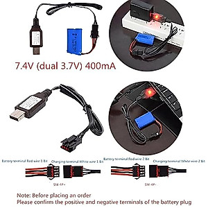 Lerpwige 1PC 7.4V (3.7V X2) SM-4P Li-ion Battery Power Electric Car USB Charging Cable Sm4p to Sm2p Adapter