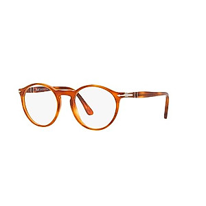 Persol PO3285V Round Prescription Eyewear Frames, Terra Di Siena/Demo Lens, 50 mm
