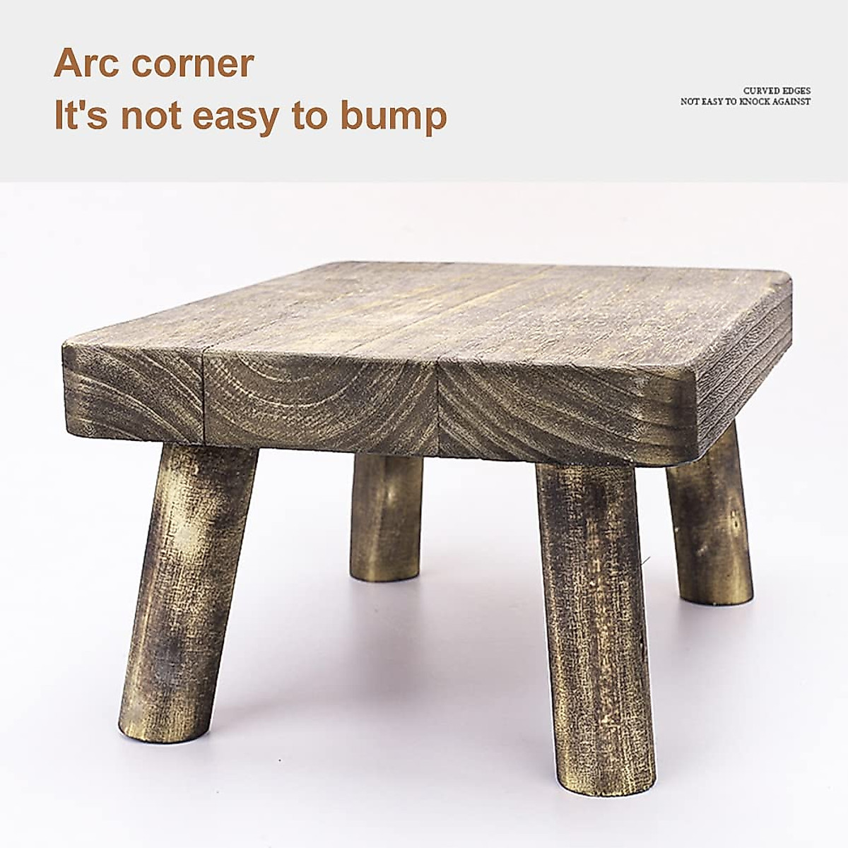 Wooden Step Stool for Kids and Adults, Portable Rectangle Bed Stool, Wooden Stool for Kitchen Living Room Closet Kitchen Step Stool Home Decoration 14.17x10.63x7.48inch, No Assembly Needed, Solid Wood