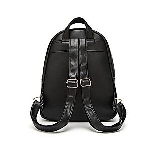 I IHAYNER Women's Simple Design Quilted Backpack Mini Backpack for Women 3 Pcs Leather Backpack Purse for Women Mini Backpack for Ladies Black