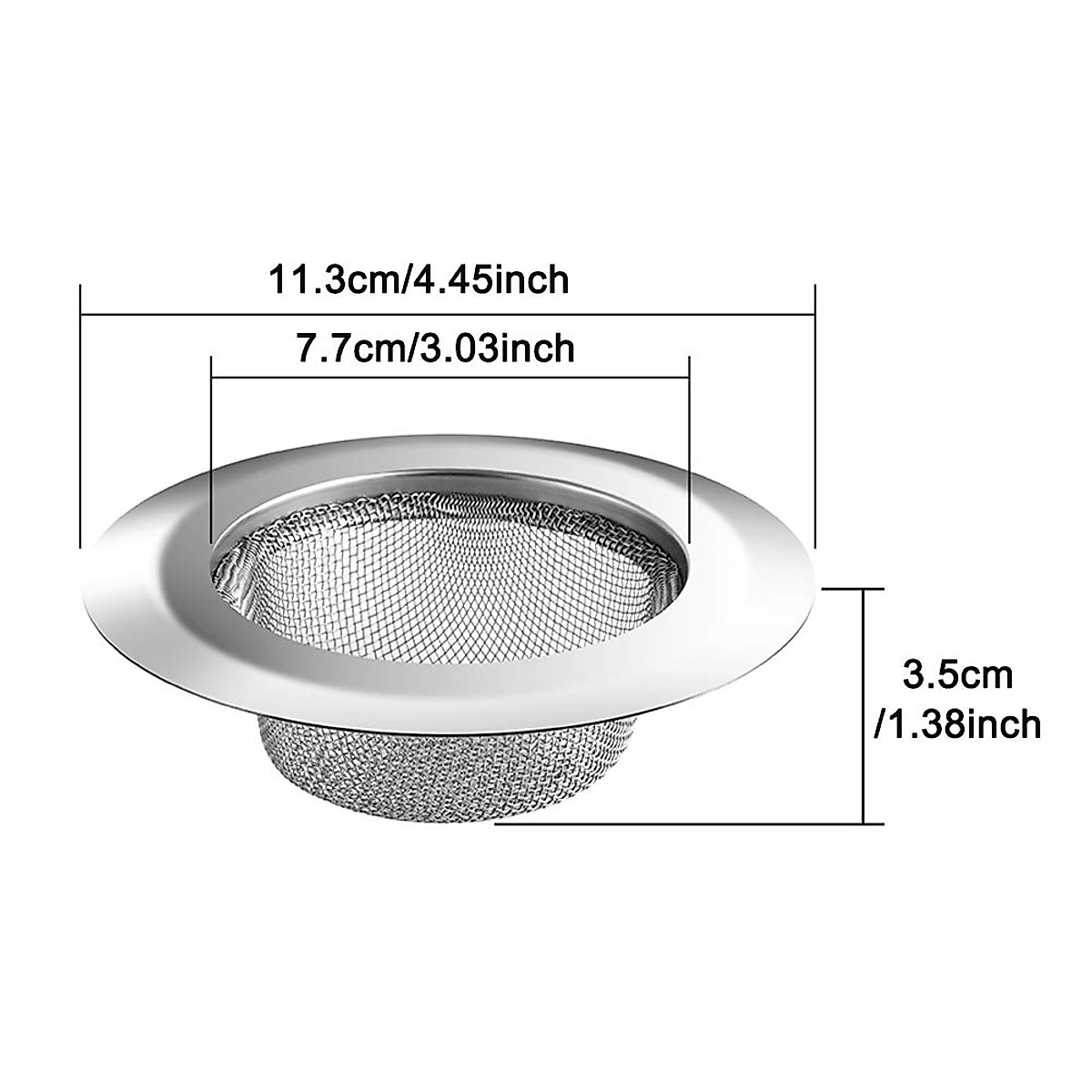 2pcs Kitchen Sink Strainer,Stainless Steel Drain Filter Strainer with Lid,4.45" Large Wide Rim Anti Clogging Mesh Drain Strainer,Drain Cove r for Most Bathroom Kitchen Sinks Drain