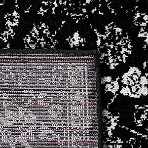 SAFAVIEH Adirondack Collection Area Rug - 4' Round, Black & Ivory, Oriental Distressed Design, Non-Shedding & Easy Care, Ideal for High Traffic Areas in Living Room, Bedroom, Dining (ADR109Z-4R)