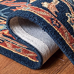 SAFAVIEH Heritage Collection Accent Rug - 4' x 6', Red & Navy, Handmade Traditional Oriental Wool, Ideal for High Traffic Areas in Entryway, Living Room, Bedroom (HG920Q)