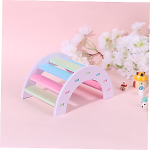 Ipetboom Chinchilla Toys Hamster Wooden Ladder Bridge Rat Chew Toy Guinea Pigs Climbing Toy Small Animals Cage Accessories for Chinchillas Gerbil Mice Ferret Rainbow Color Hamster Toys