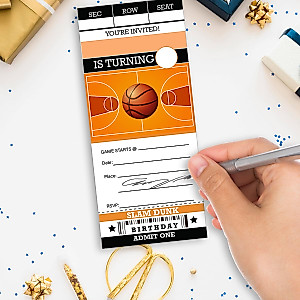 LyoGao Basketball Party Ticket Invitations Basketball Sport Theme Birthday Party Ticket Style Invitations Fill in Invites Card With Envelopes 20 Pack