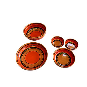 Canyon Cactus Ceramics Spanish Terracotta Set Of 3 Small Dipping Bowls, Orange